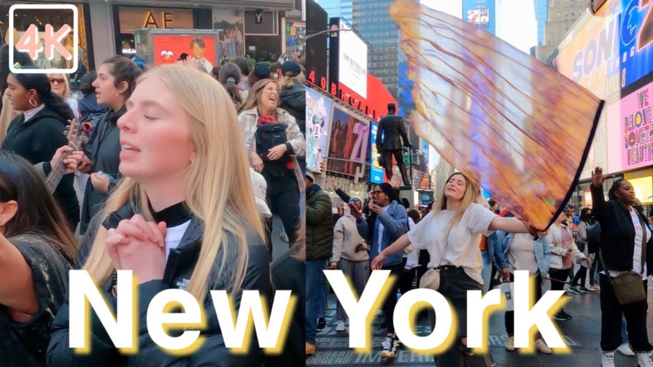 "I Speak Jesus" Christians Singing in Times Square New York City 4K HD ...