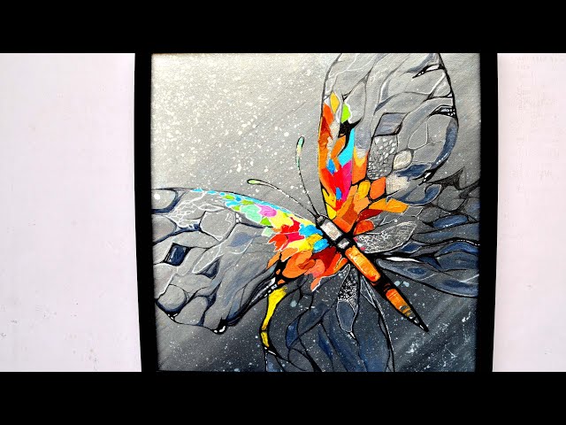 Abstract Butterfly Acrylic Painting Abstract Green Butterfly Painting