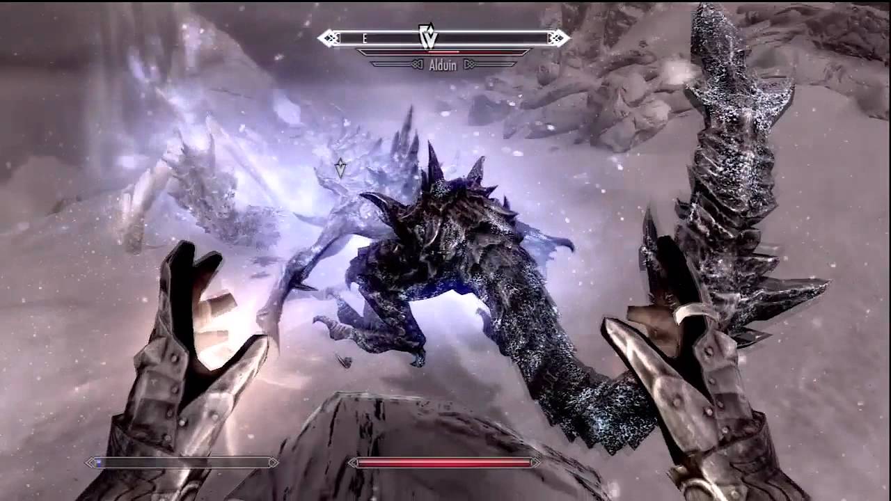 The Elder Scrolls V: Skyrim. Dragon Fight Against Alduin (EPIC MUST SEE ...