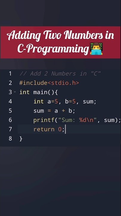 ADD Two Numbers in C|#shorts - YouTube