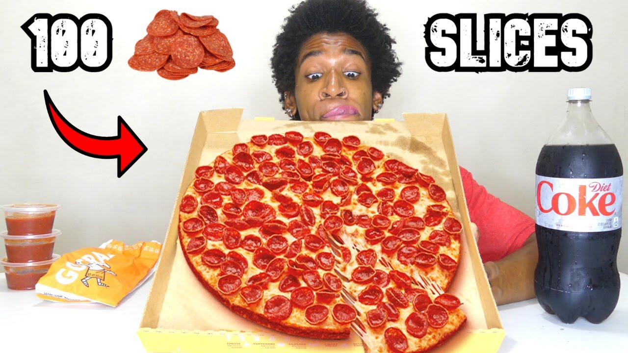 I Ate A Pizza With 100 Slices Of Pepperoni - YouTube