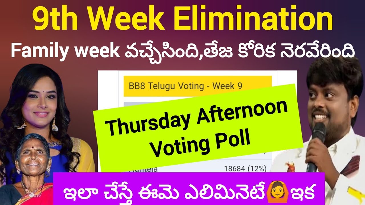 9th Week Elimination | Biggboss telugu 8 ninth week voting poll & Family week update | voting ...