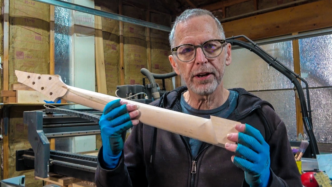 Making A Crocodile Guitar Part 8: Glueing On The Fretboard - YouTube