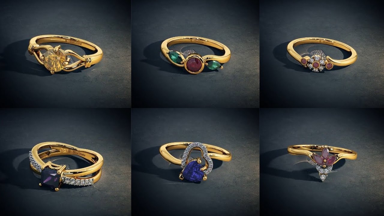 New Gem Stone Gold Finger Ring Designs For Women || Gold Finger Ring ...