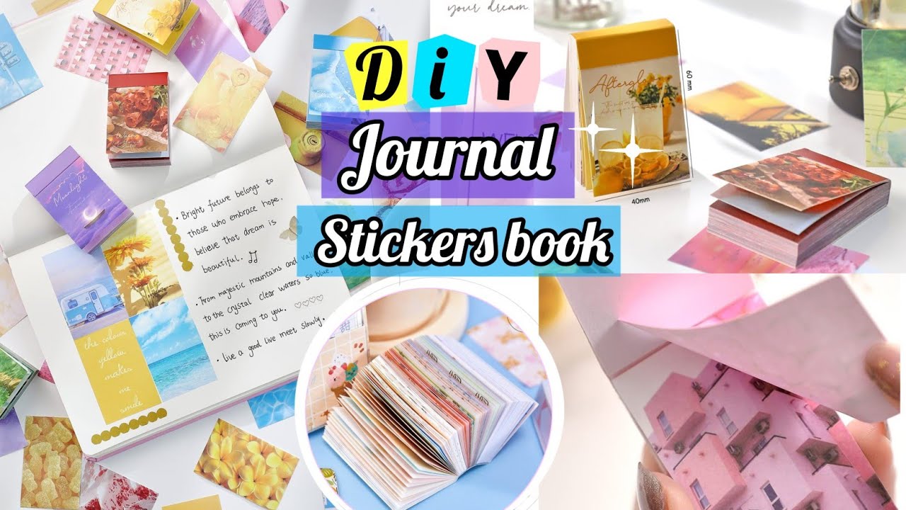 Diy Journal scenary Stickers book 🌈(without glue / doubled sided tape ...