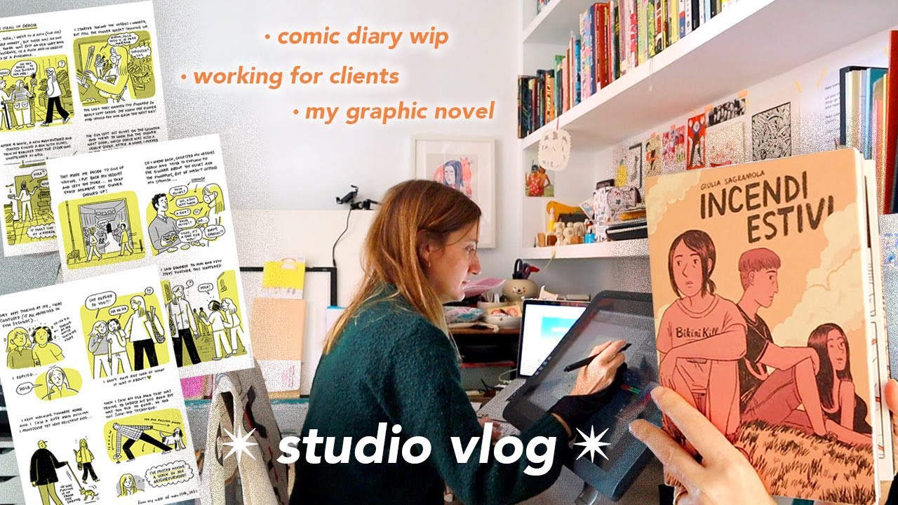 comic diary wip, working for clients, my first graphic novel in english ...