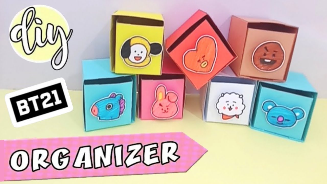 BT21 Organizer || BT21 Gift Box || BT21 Mini Box || DIY Origami Box ...