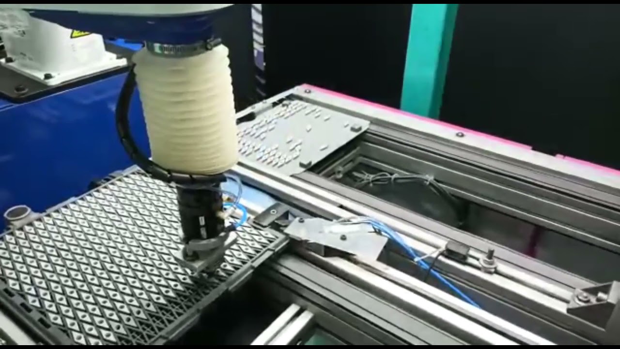 Vision based Insert pick and place mechanism with LS10 Robot - YouTube