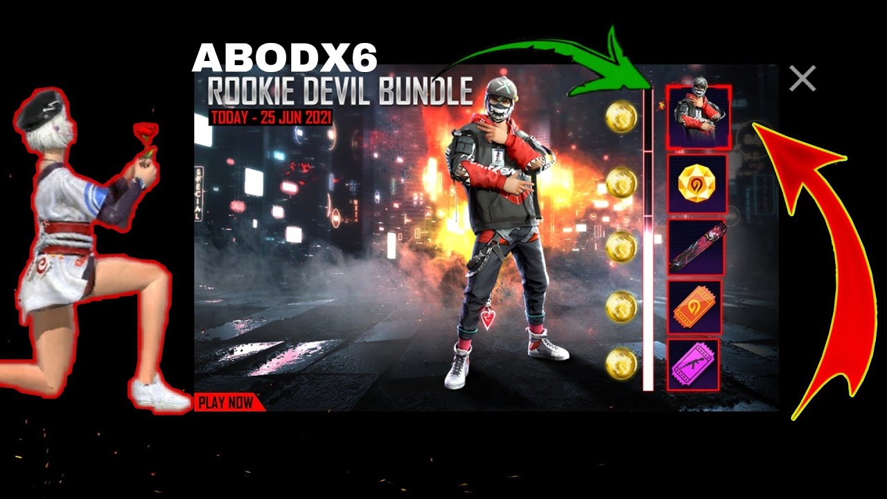 FREE FIRE ROOKIE DEVIL BUNDLE | فري فاير احلا سكن حرق جواهر - YouTube