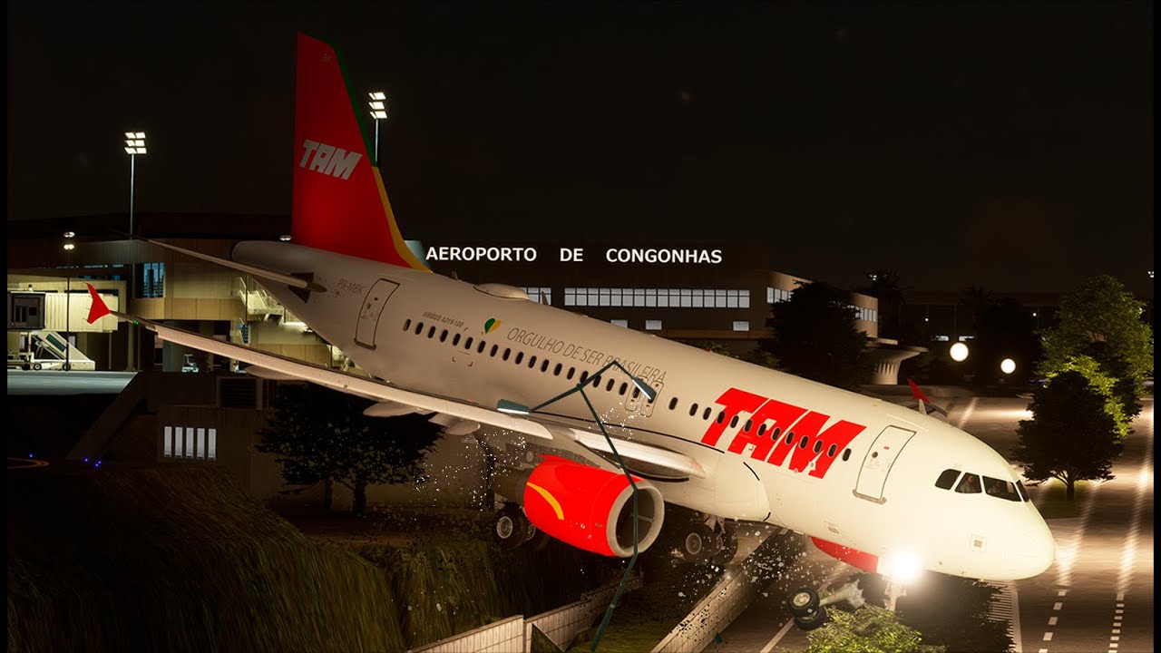 ACIDENTE COM O AVIÃO DA TAM EM SÃO PAULO 2007 / (SIMULAÇÃO) / VOO 3054 ...