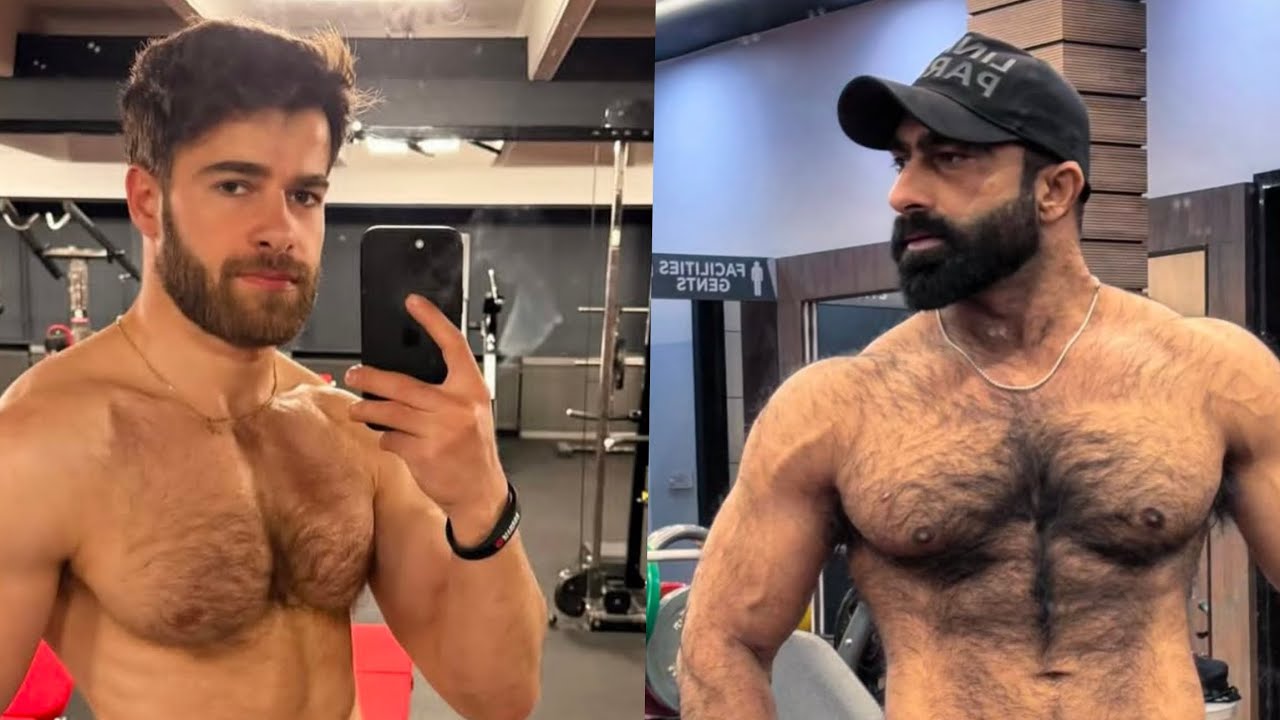 Hariy men Hunks models fitness muscles story of body builder - YouTube