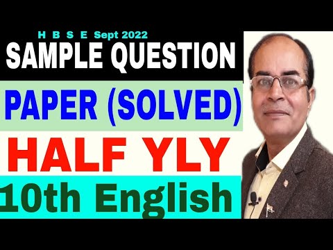 sample question Paper class 10 english half Yearly solved HBSE 2022 by ...