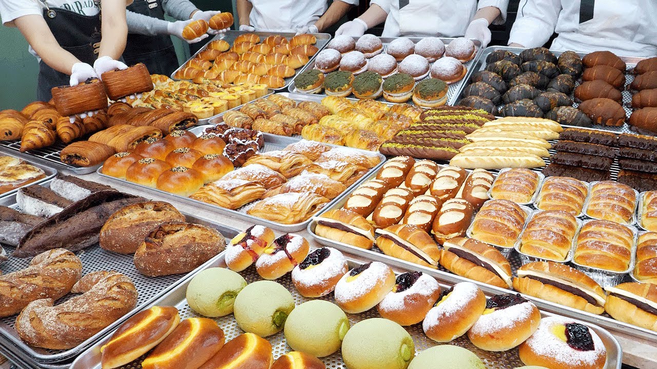 Extreme Korean Food! How various Korean breads are made - Korean bakery ...
