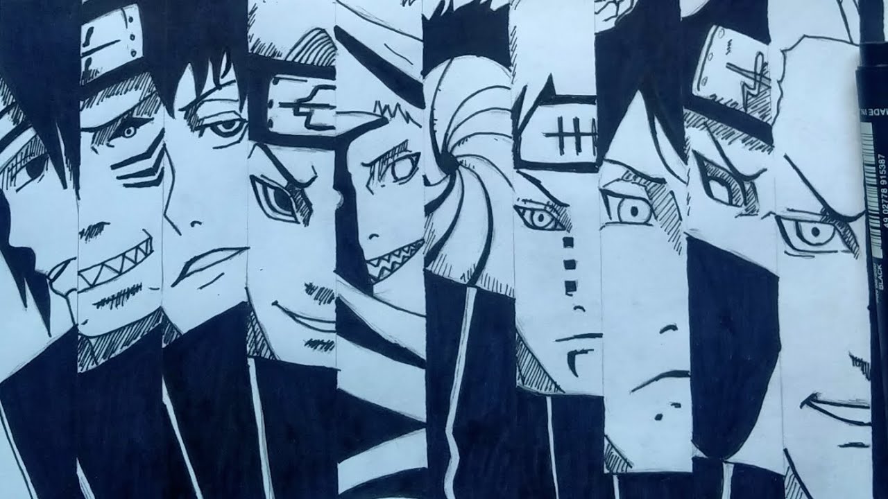 Akatsuki Members Drawing 😱/#anime #drawing #art #naruto #akatsuki - YouTube