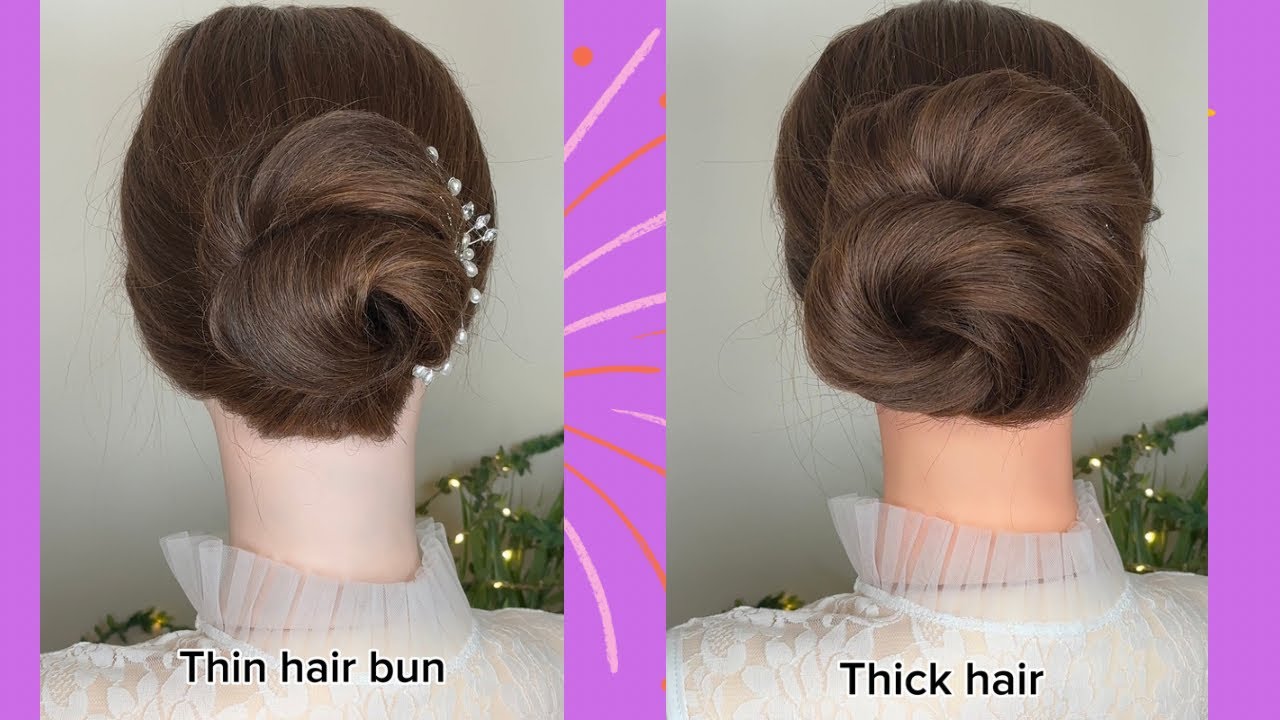 Same volume bun on thick hair and thin hair, simple and very elegant, 🌸 ...