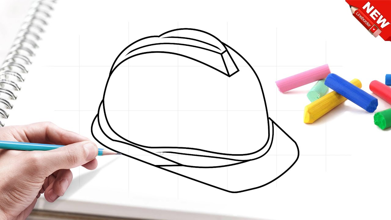 Cara menggambar helm proyek dengan mudah dan keren untuk anak-anak ...