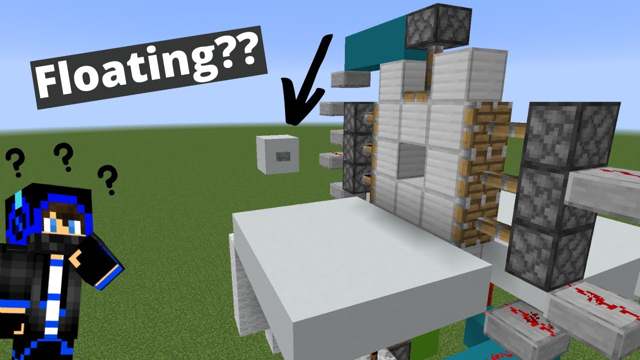 Floating Button Minecraft Piston Door!! Redstone Tutorial 1.17 - YouTube
