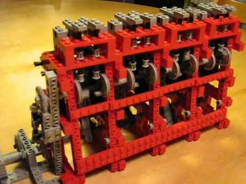 Lego model of a 4 cylinder engine - YouTube