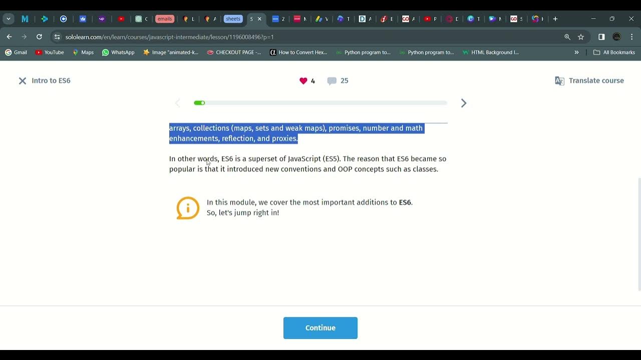 25 Intro To Es6 Javascript Intermediate Sololearn Youtube
