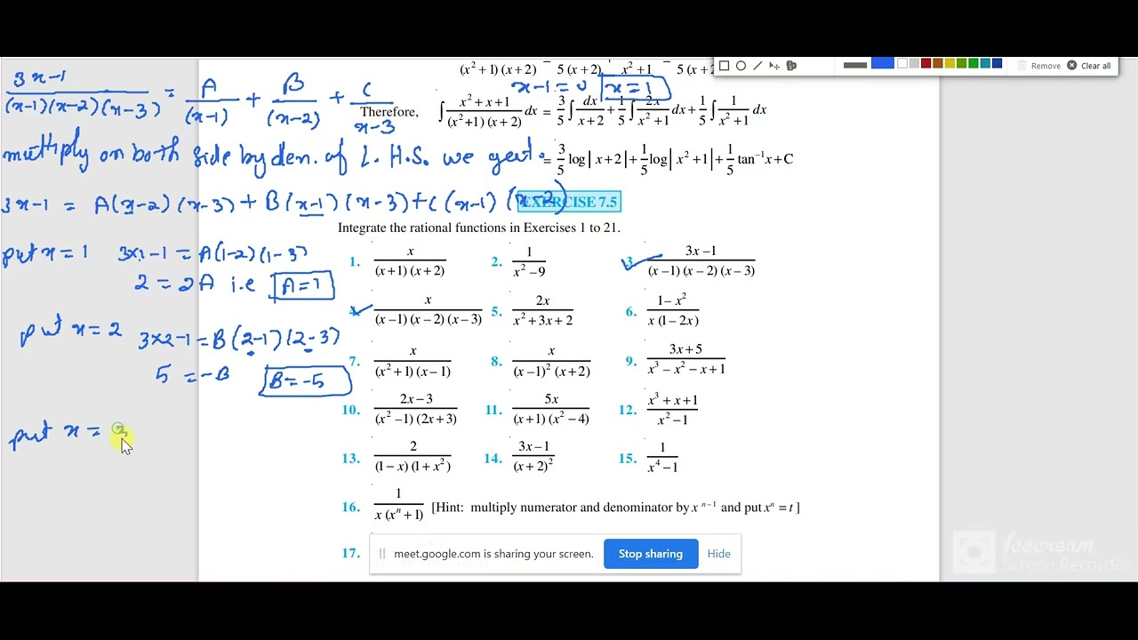 EX 7 5 Q3 PArtial Fraction Class 12th - YouTube