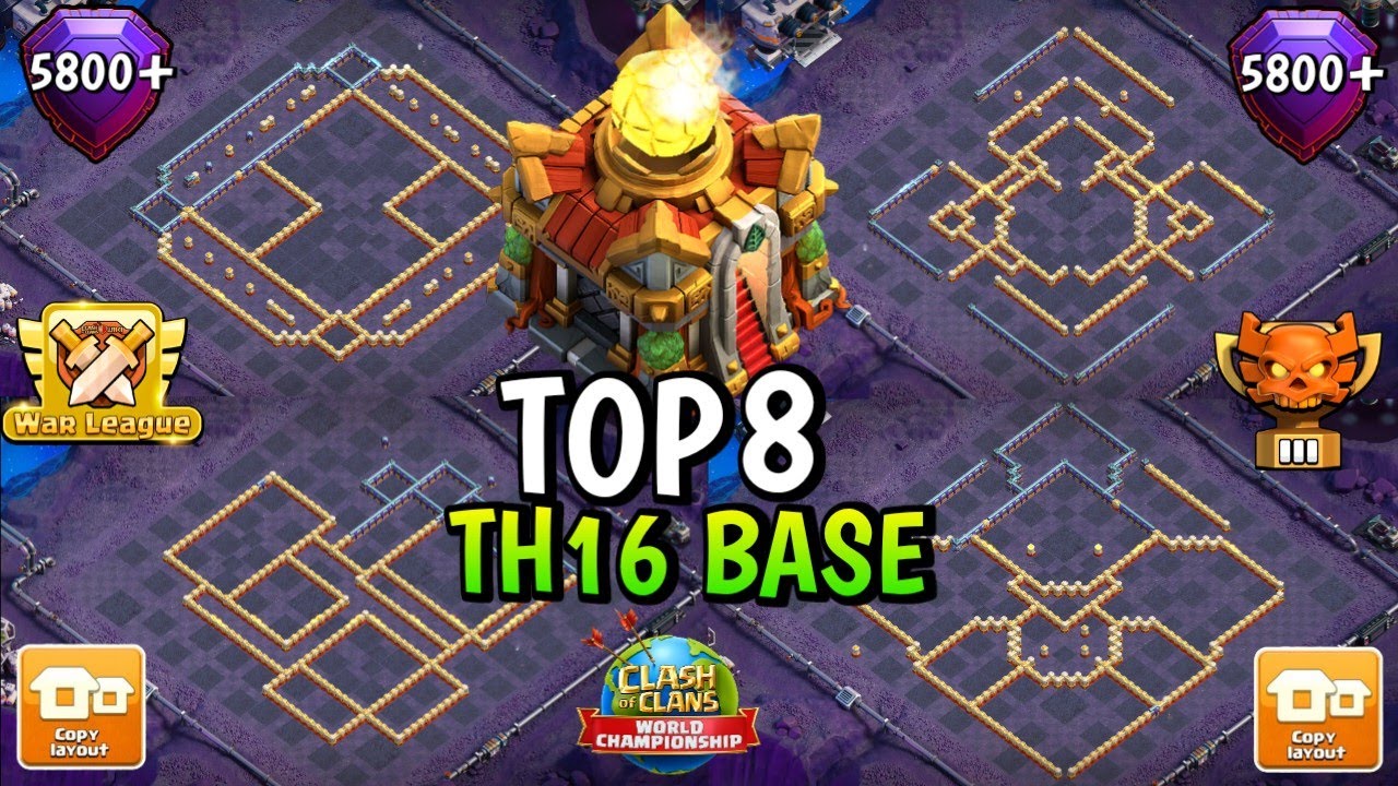 GLOBAL RANK *TOP* 8 BEST TH16 PUSHING BASE! TH16 BEST LEGEND BASE LINK ...