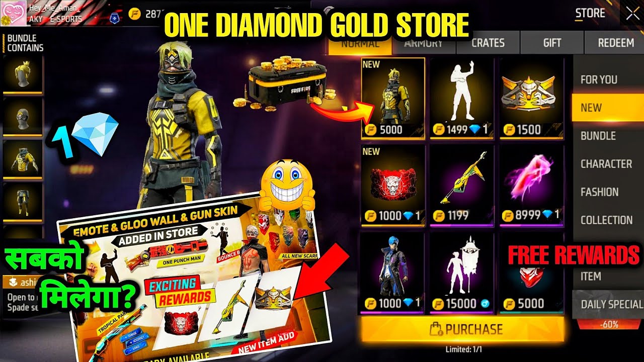 FF Max 🔥 1💎 Gold Store 🥳 Free Rewards | Event Free Fire Calendar | FF ...