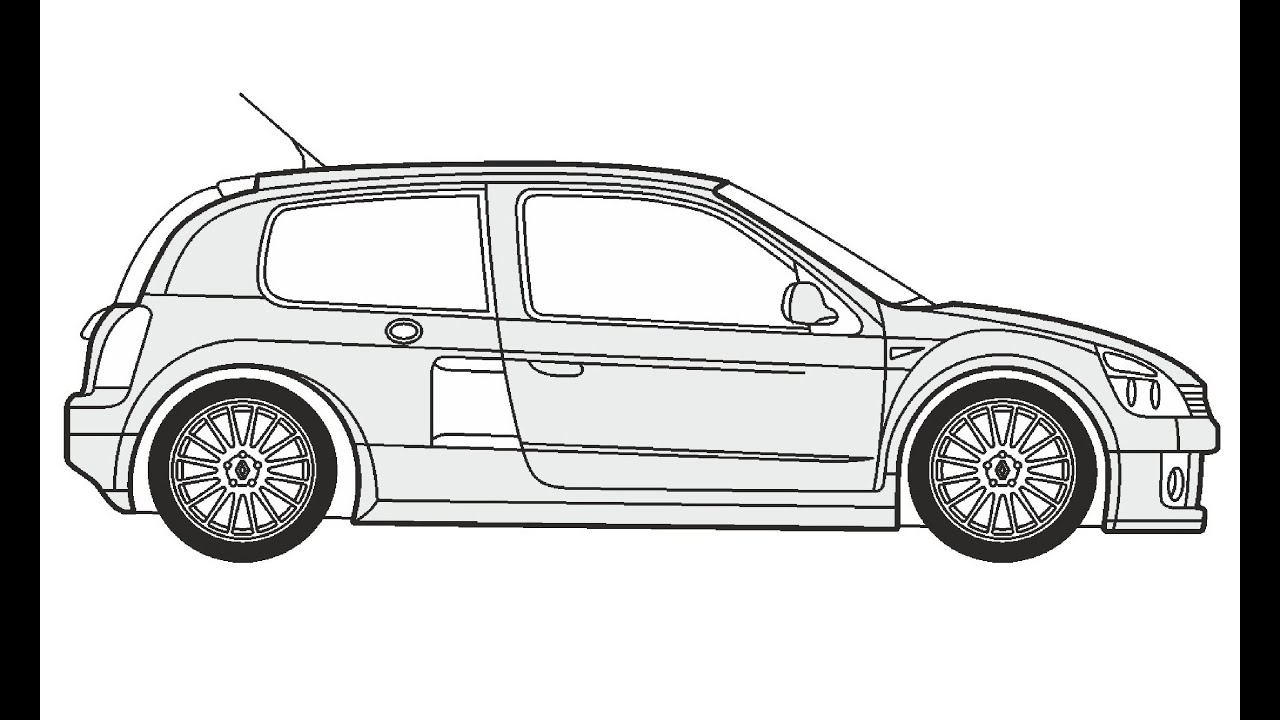 How to Draw a Renault Clio V6 / Как нарисовать Renault Clio V6 - YouTube