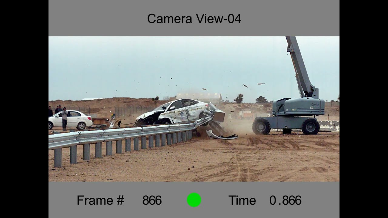 CRASH TESTING: MFLEAT Guardrail End Terminal Test 3-30 - YouTube
