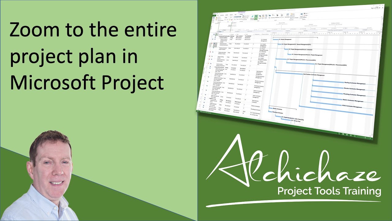Zooming to the entire plan in Microsoft Project - YouTube
