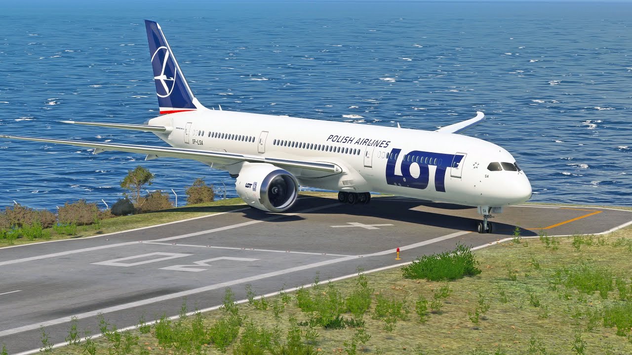 This Pilot is So Great! Flying LOT Boeing 787-9 from Short Runway - YouTube