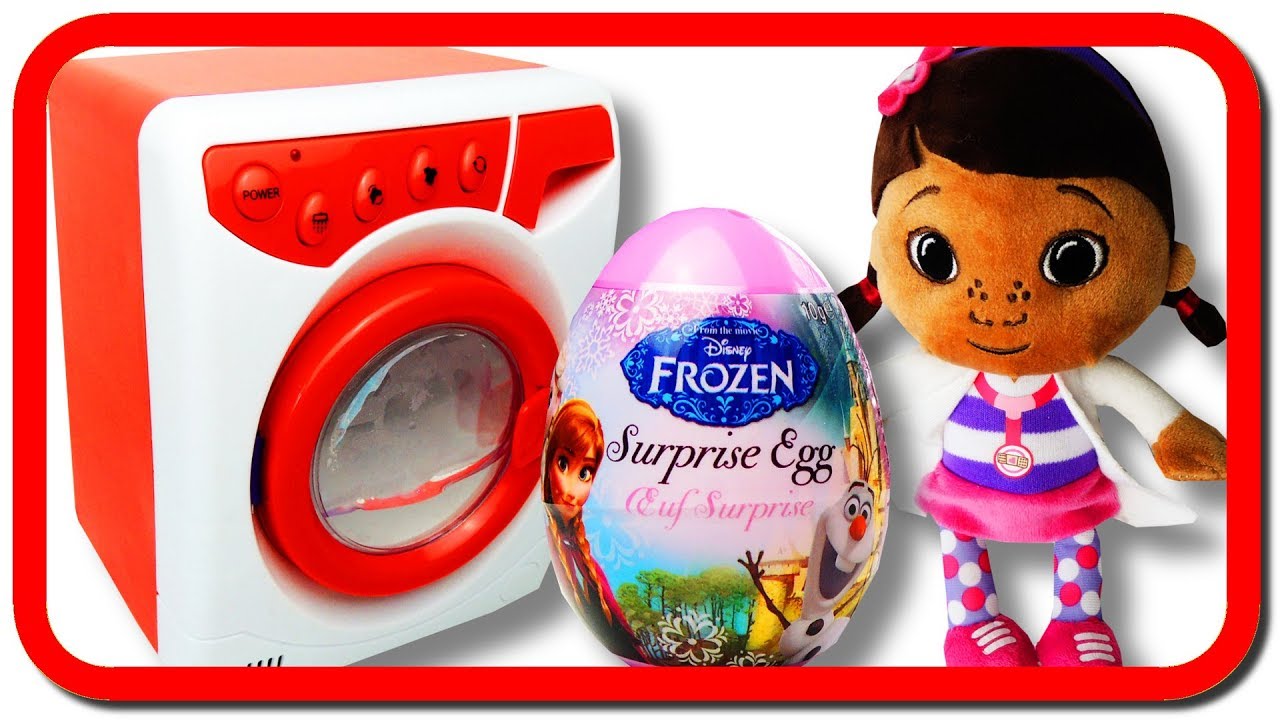Toy Washing Machine and Disney Frozen Surprise Eggs with Doc McStuffins ...