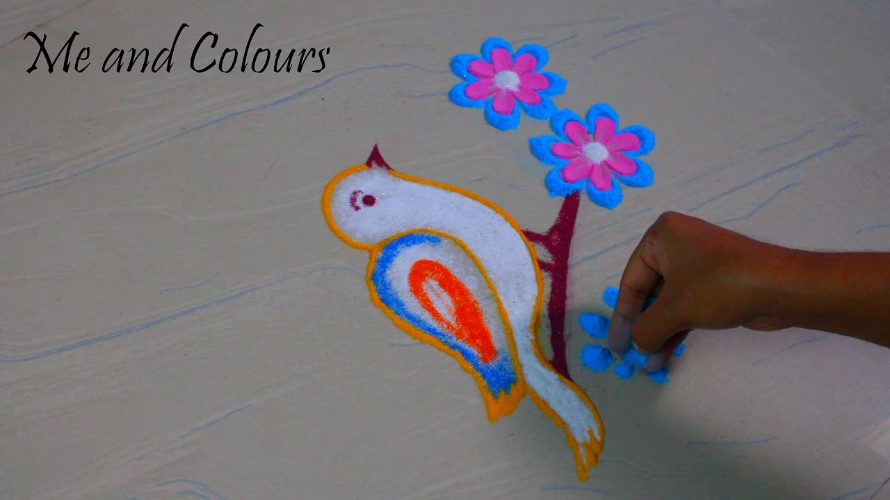 *New*How to draw a Pigeon | Draw Pigeon in Rangoli - YouTube