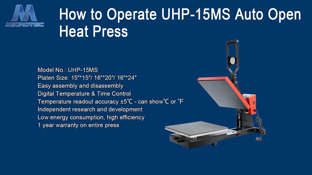 How to Operate UHP-15MS Auto Open Heat Press - YouTube