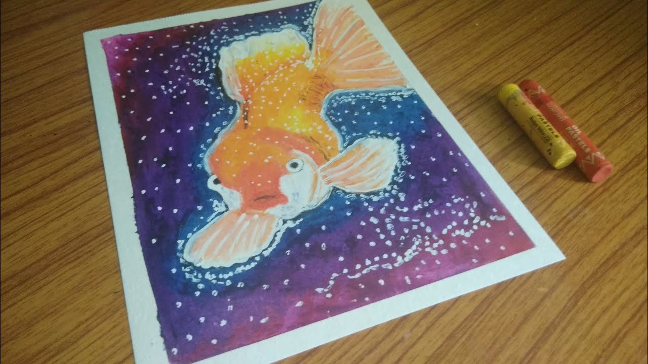 Gold Fish in the Galaxy Scenery | Oil Pastel Drawing | Step by Step ...