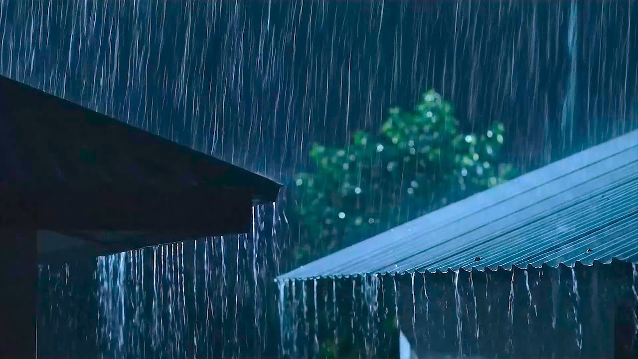 Sleep Instantly, Deep Sleep with Heavy Rain Pouring on Metal Roof at ...