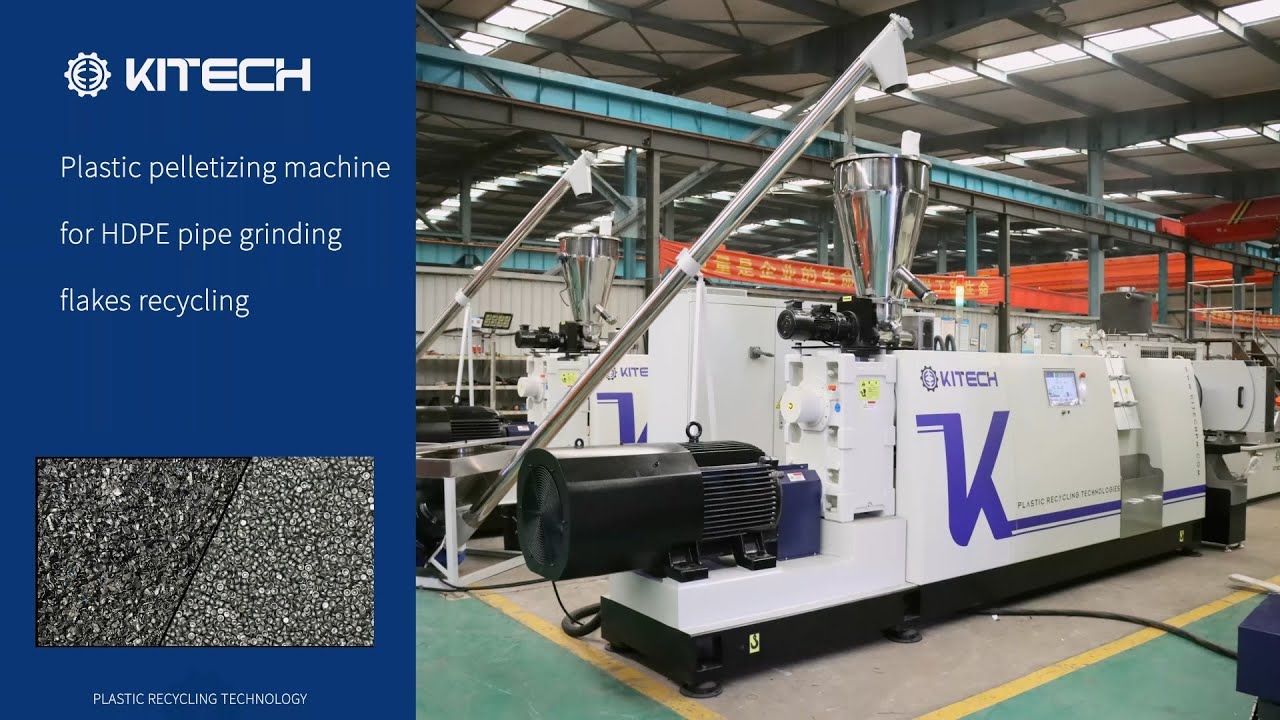 Plastic pelletizing machine for HDPE pipe grinding flakes recycling ...