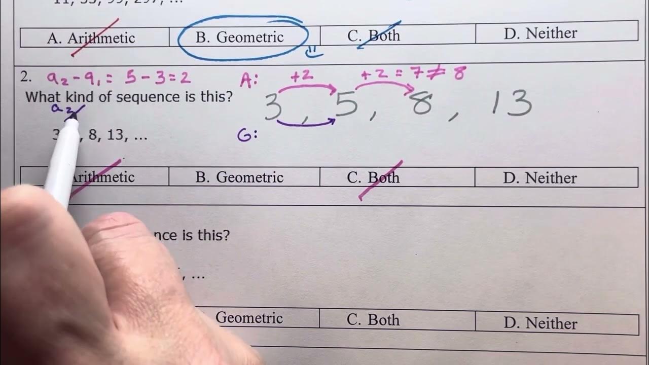 Identify Arithmetic and Geometric Sequences (Example 2) - YouTube
