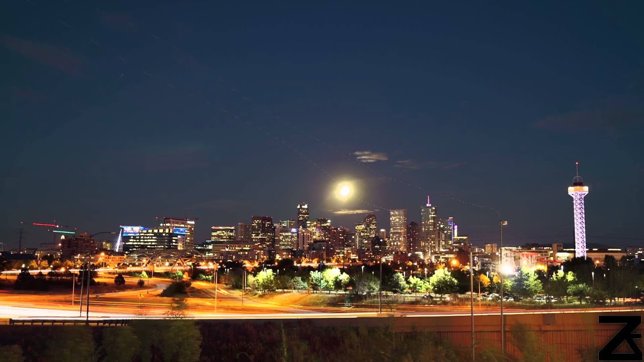 Downtown Denver Time Lapse Video of a Sunset and Full Moon Rise - YouTube