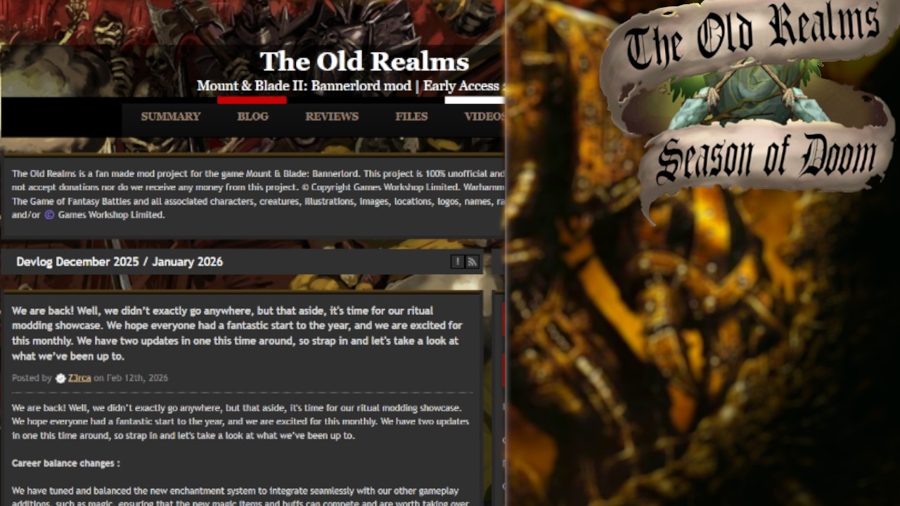 Old Realms Warhammer Mod December/January Dev Blog - YouTube