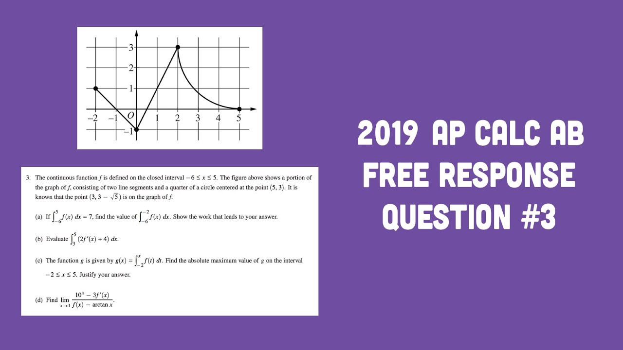 2019 AP Calculus AB FRQ 3 YouTube