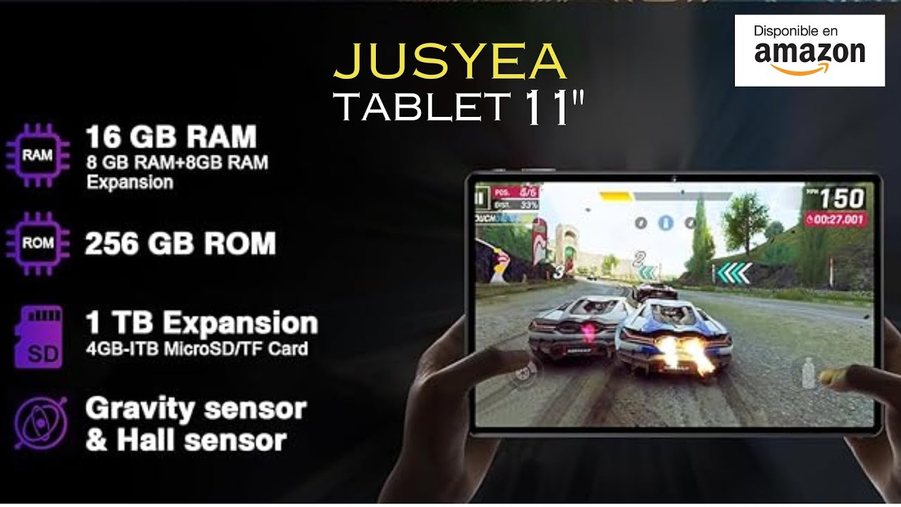 JUSYEA - Tablet 11" 16GB RAM+256GB, Pantalla 2K 2000x1200 UHD, Android ...