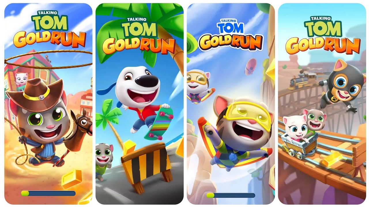 Talking Tom Gold Run Wild West Update vs Skate Update vs Flying Update ...