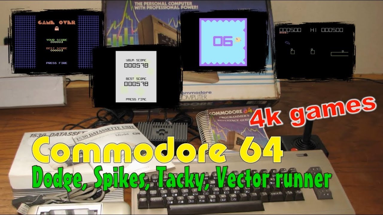 Commodore 64 -=Dodge, Spikes, Tacky, Vector Runner=- 4k games - YouTube