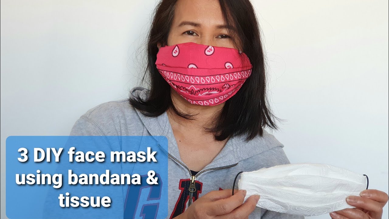 3 DIY face mask using bandana & tissue - YouTube