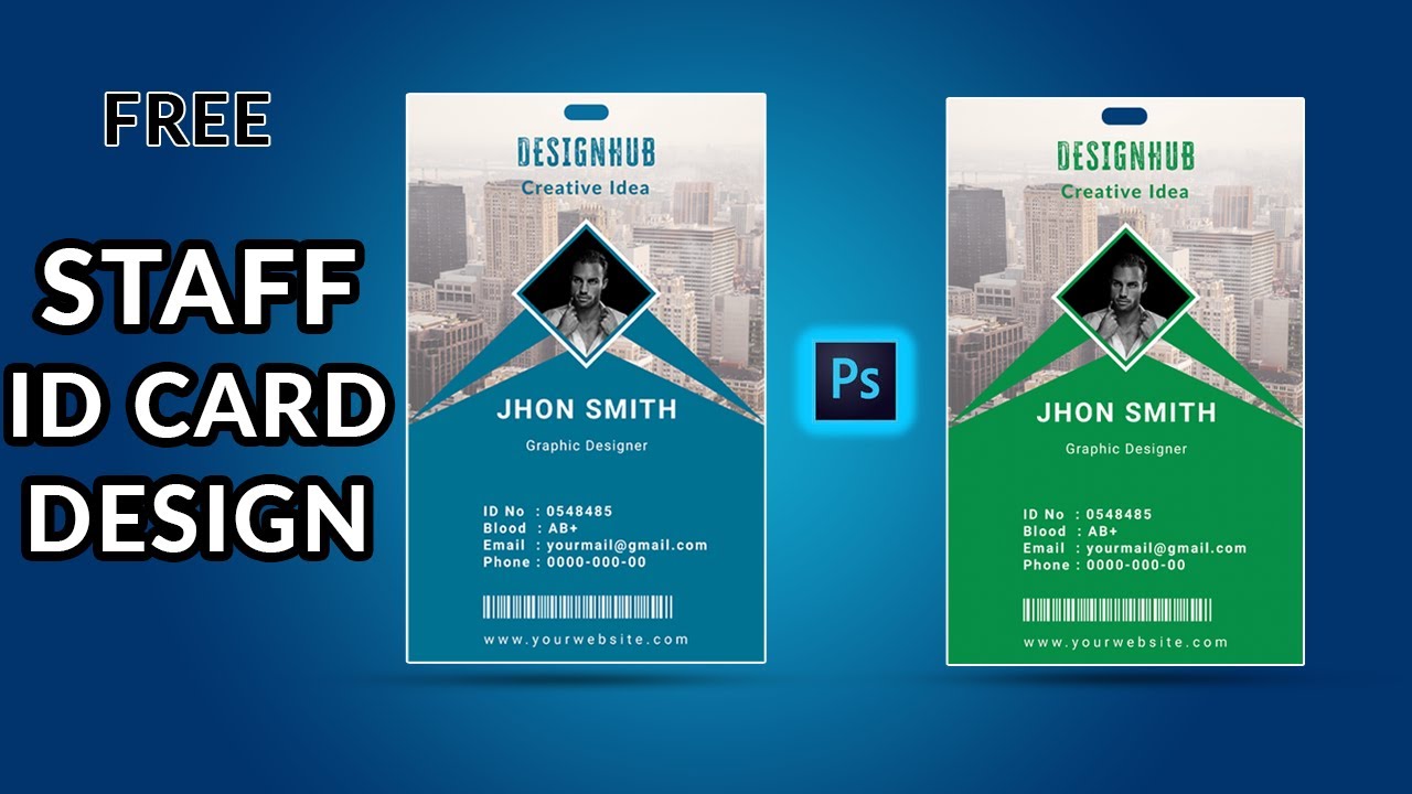 Learn How to Design Staff Id card | Photoshop CC Tutorial - YouTube