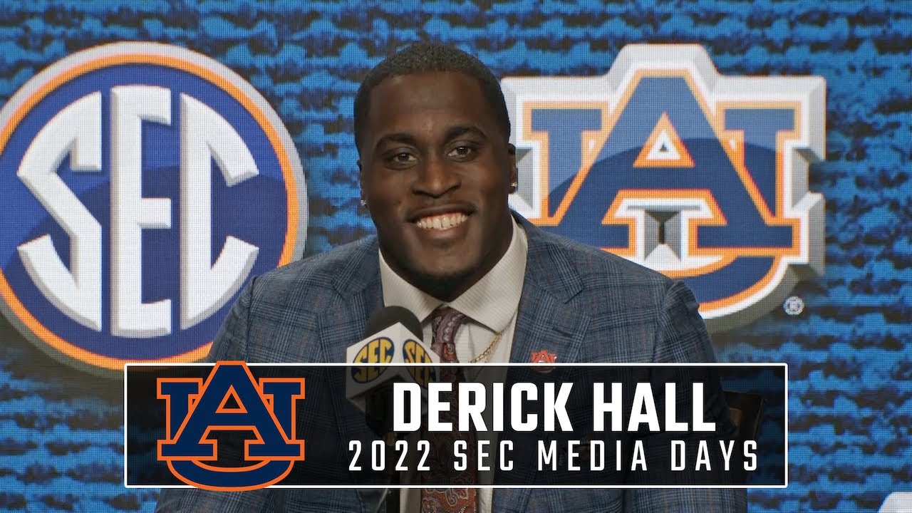 Auburn's Derick Hall speaks at SEC Media Days - YouTube