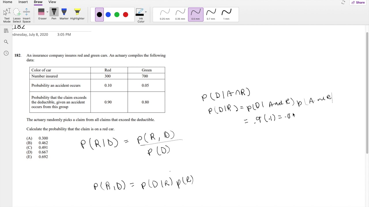 SOA Exam P Question 182 | Bayes' Theorem and Law of Total Probability ...