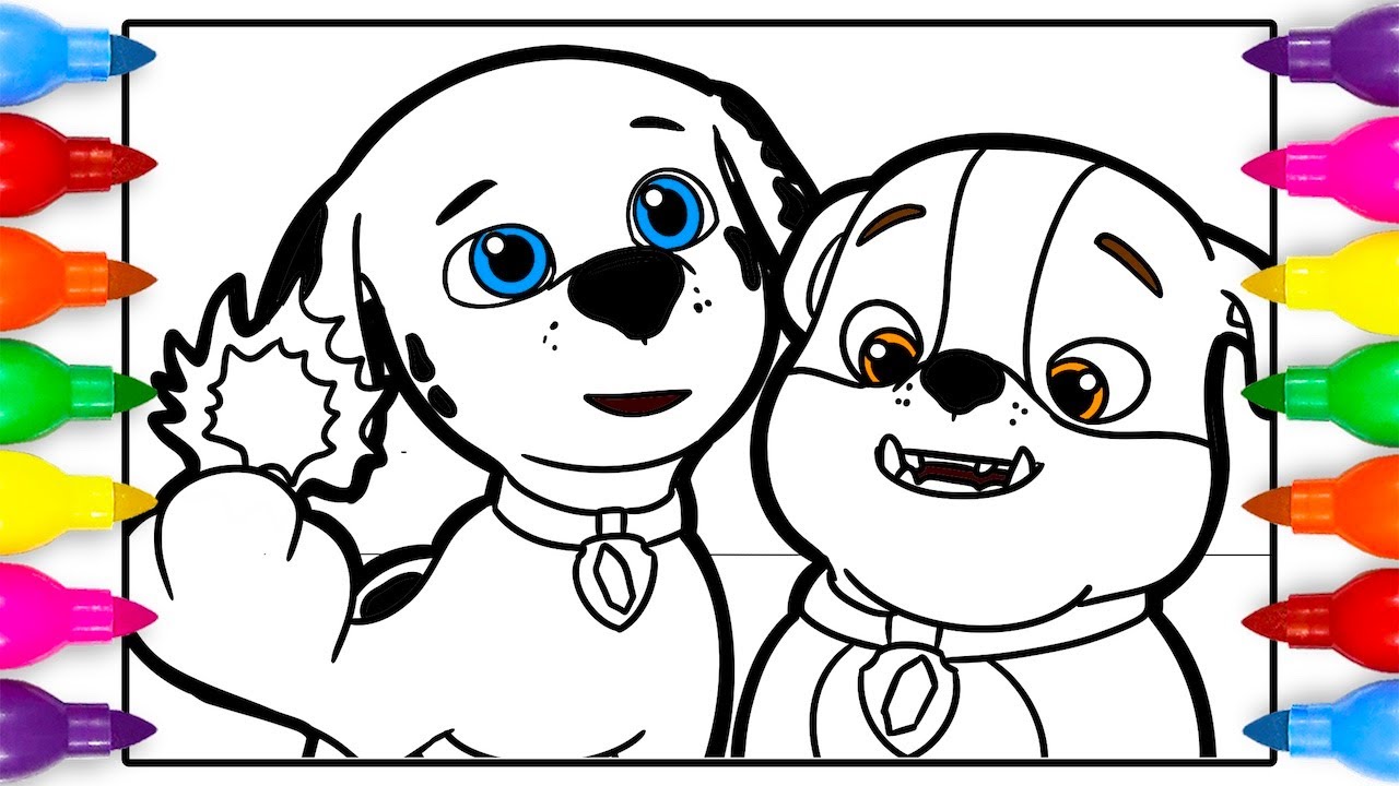 Coloring Marshall Rubble | PAW Patrol The Mighty Movie - YouTube