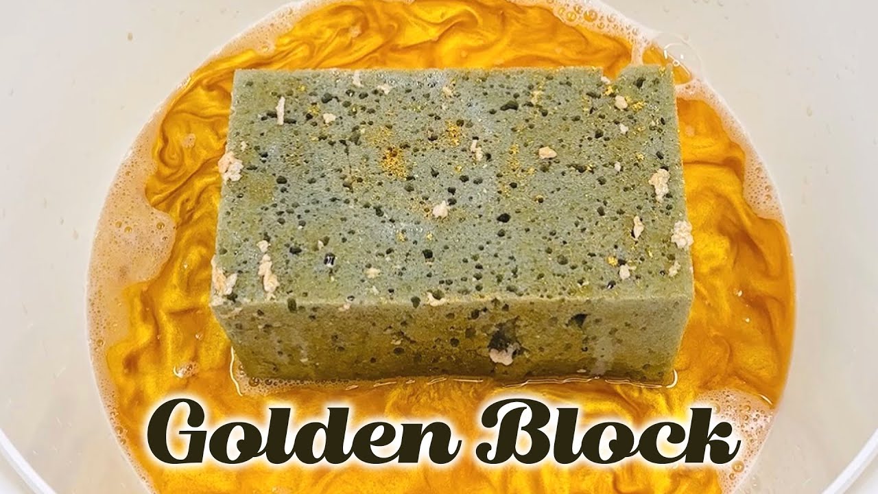 ASMR Sponge 539.Golden Block - YouTube
