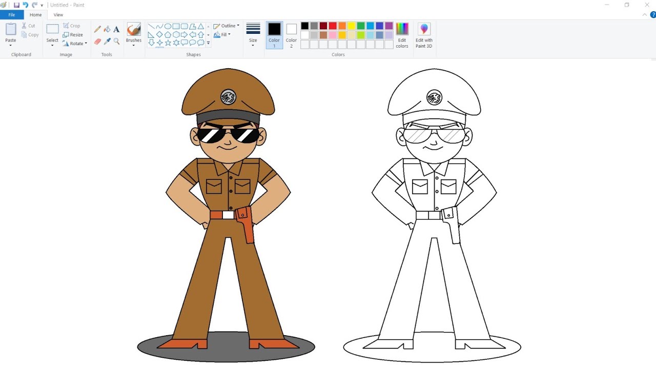 How to draw Little Singham Cartoon in Ms Paint | Cartoon Drawing in Ms ...